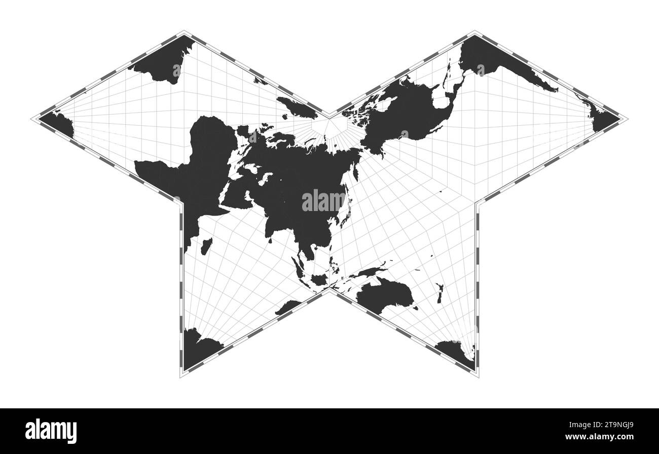 Vector world map. Collignon butterfly projection. Plain world ...