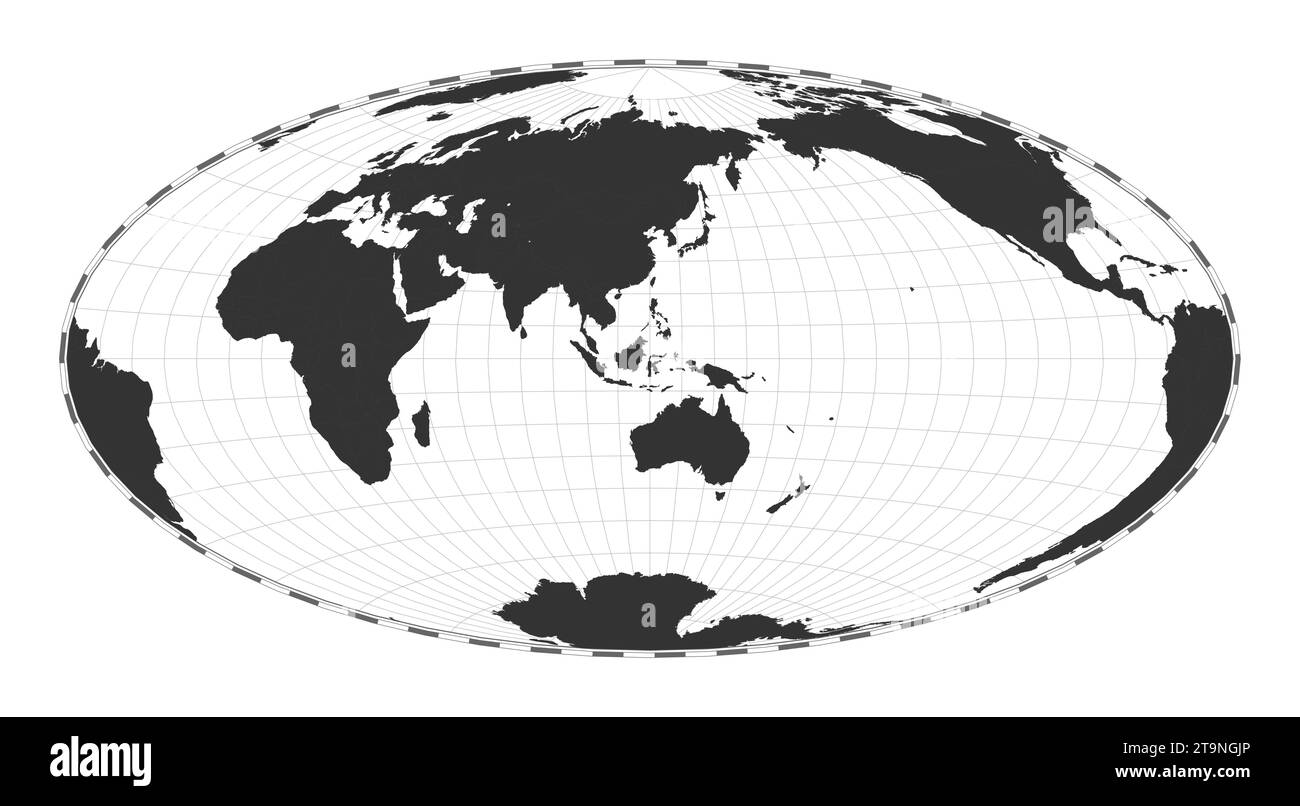 Vector world map. Aitoff projection. Plain world geographical map with ...