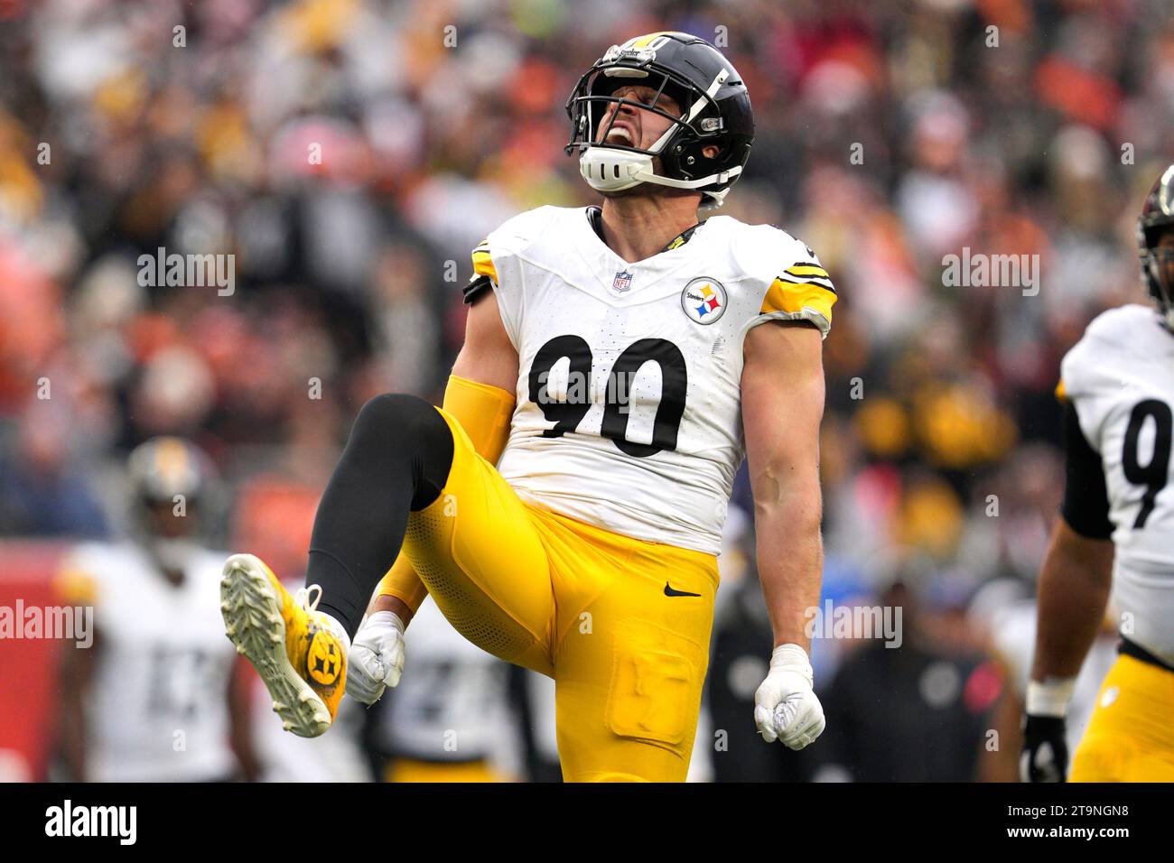 Pittsburgh Steelers linebacker T.J. Watt (90) celebrate sacking ...