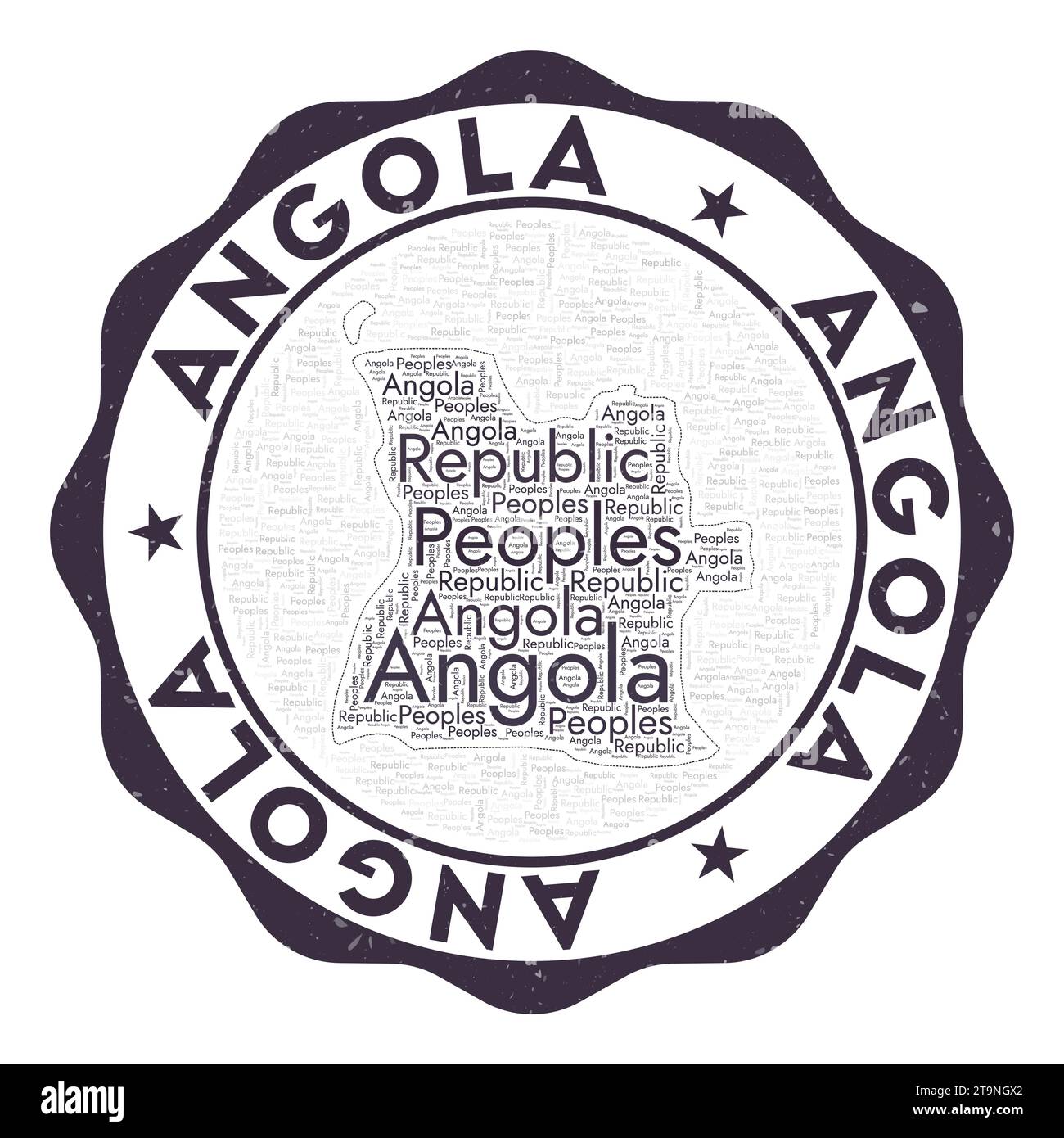Angola logo. Captivating country badge with word cloud in the shape of ...