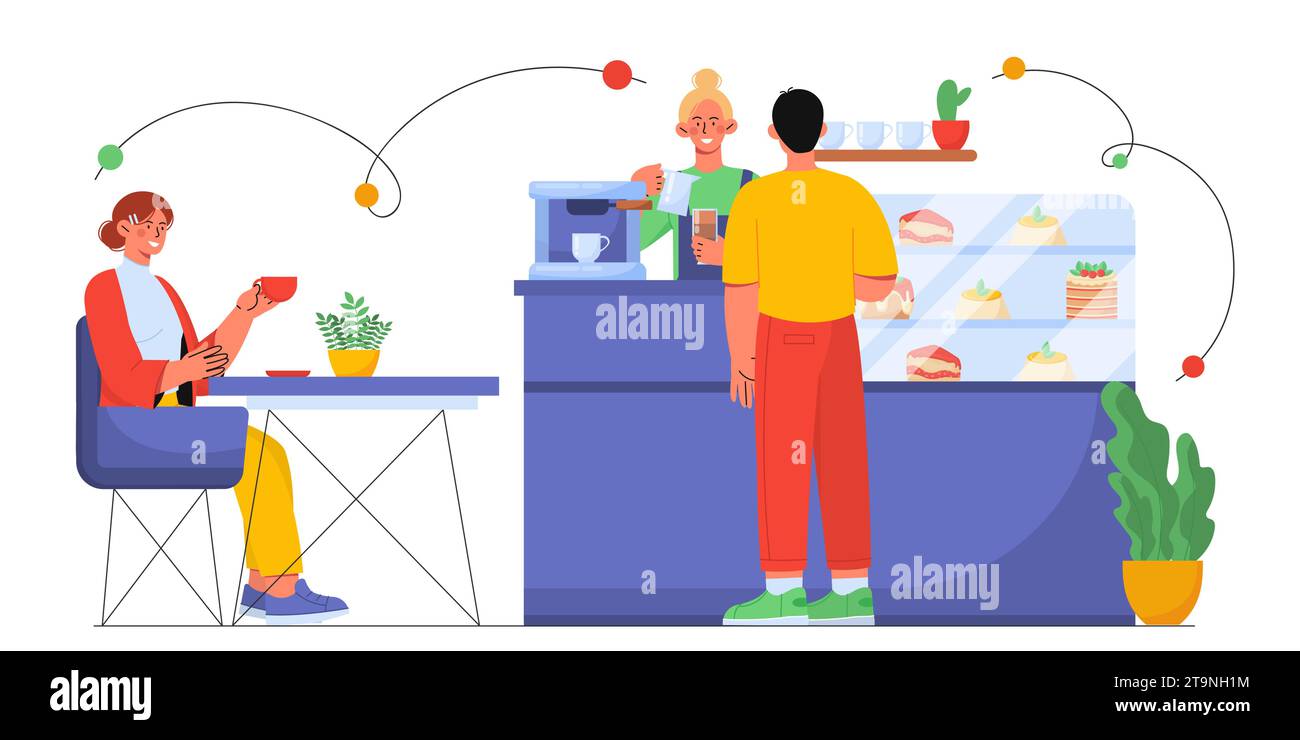 Cozy cafeteria Stock Vector Images - Alamy