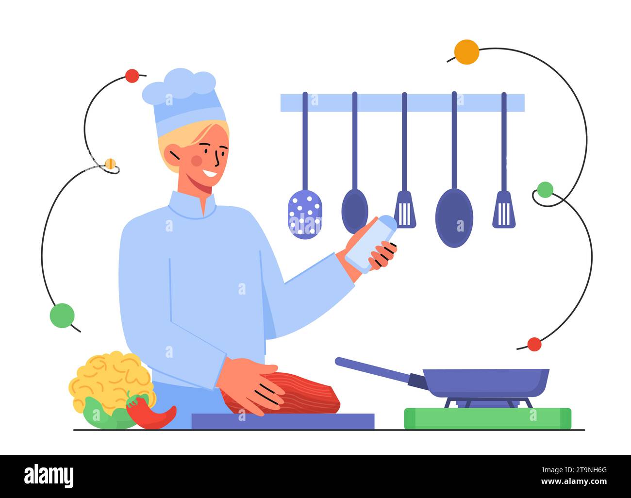 Chief cooking fish vector concept Stock Vector Image & Art - Alamy