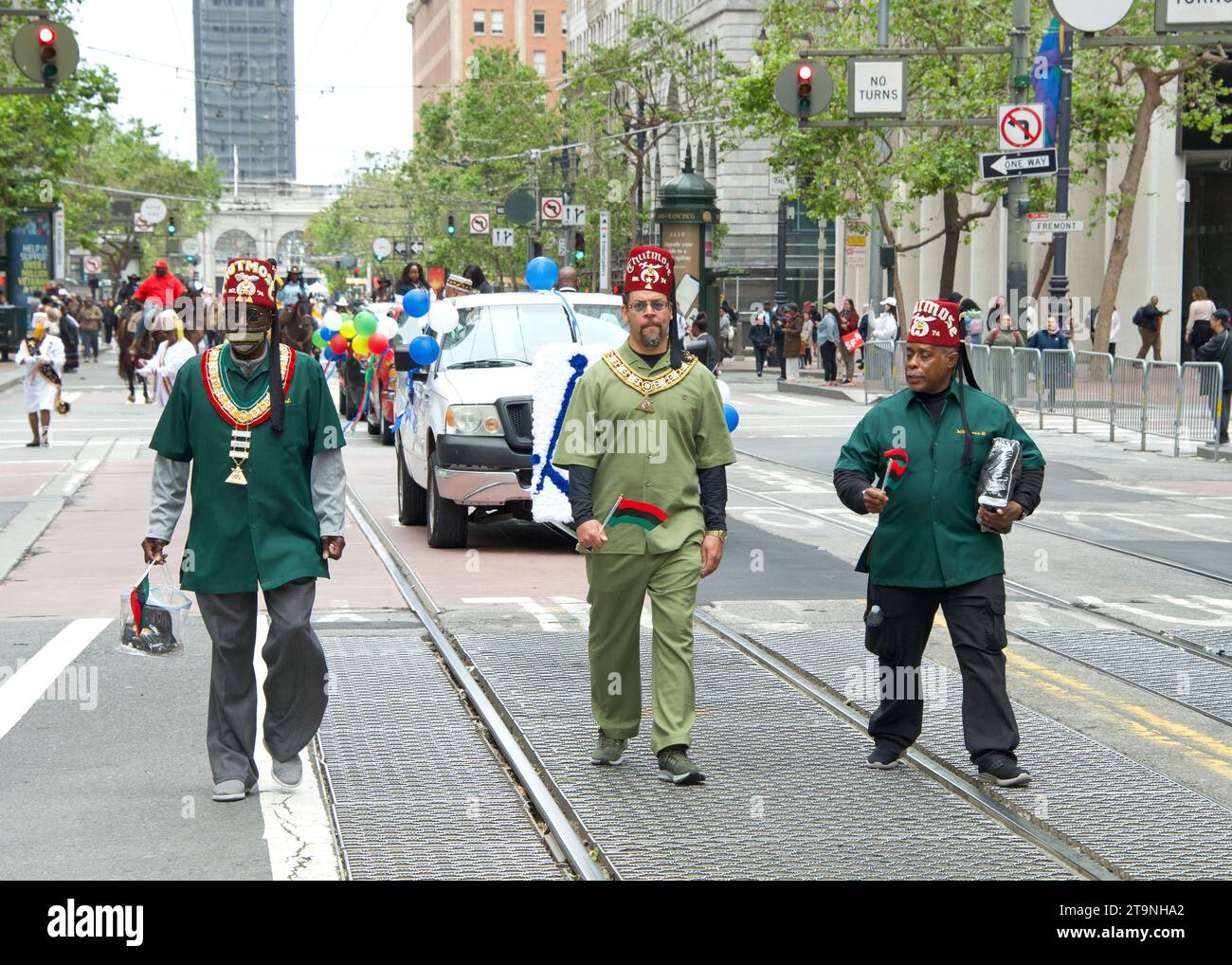 San Francisco, CA - June 10, 2023: Participants in Juneteenth Parade to ...