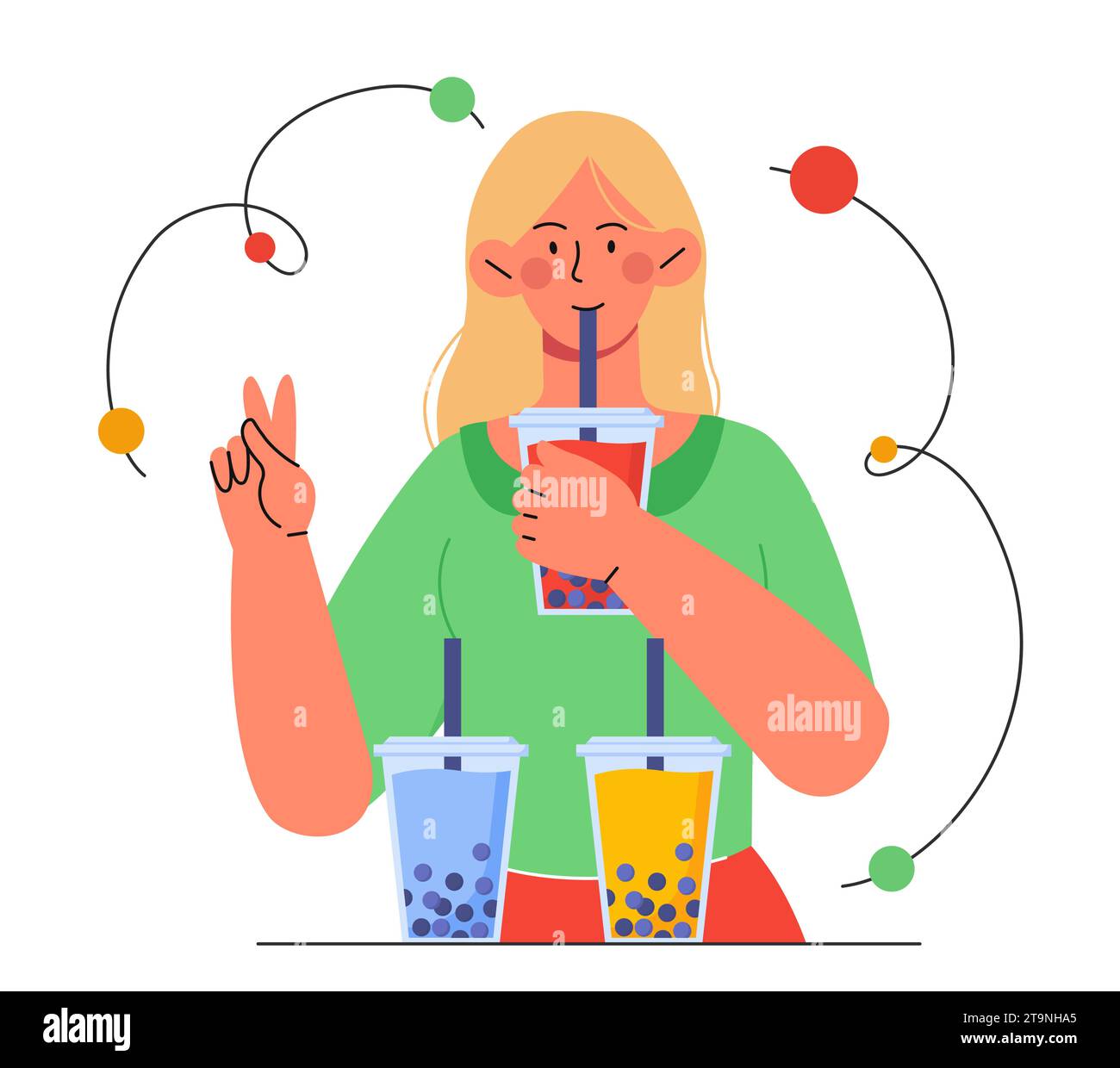 Woman Drink Tea Bubble Vector Stock Vector Image And Art Alamy