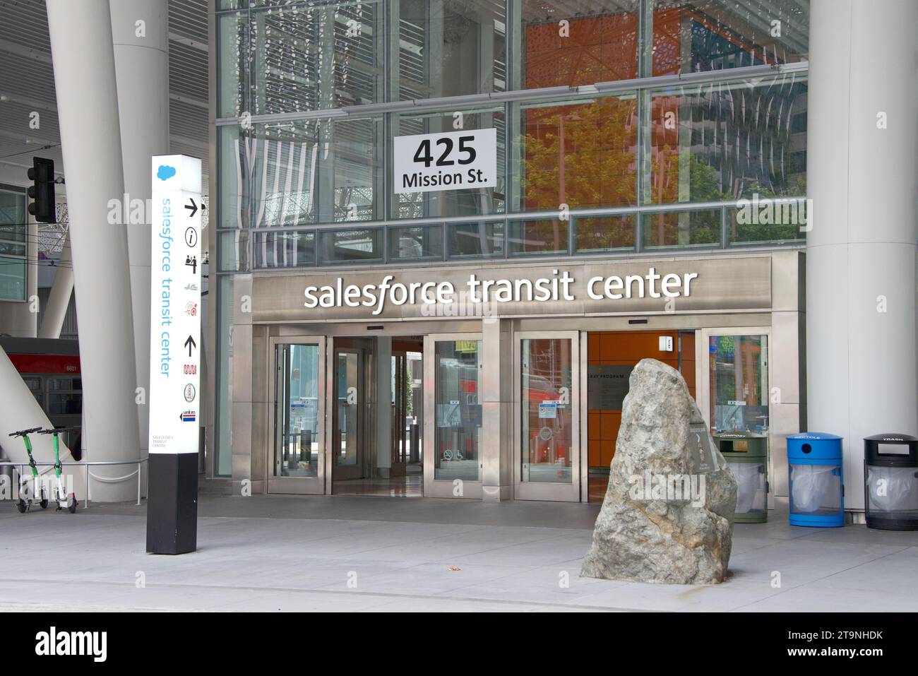 San Francisco, CA - Jan 10, 2023: Entrance to the salesforce transit ...