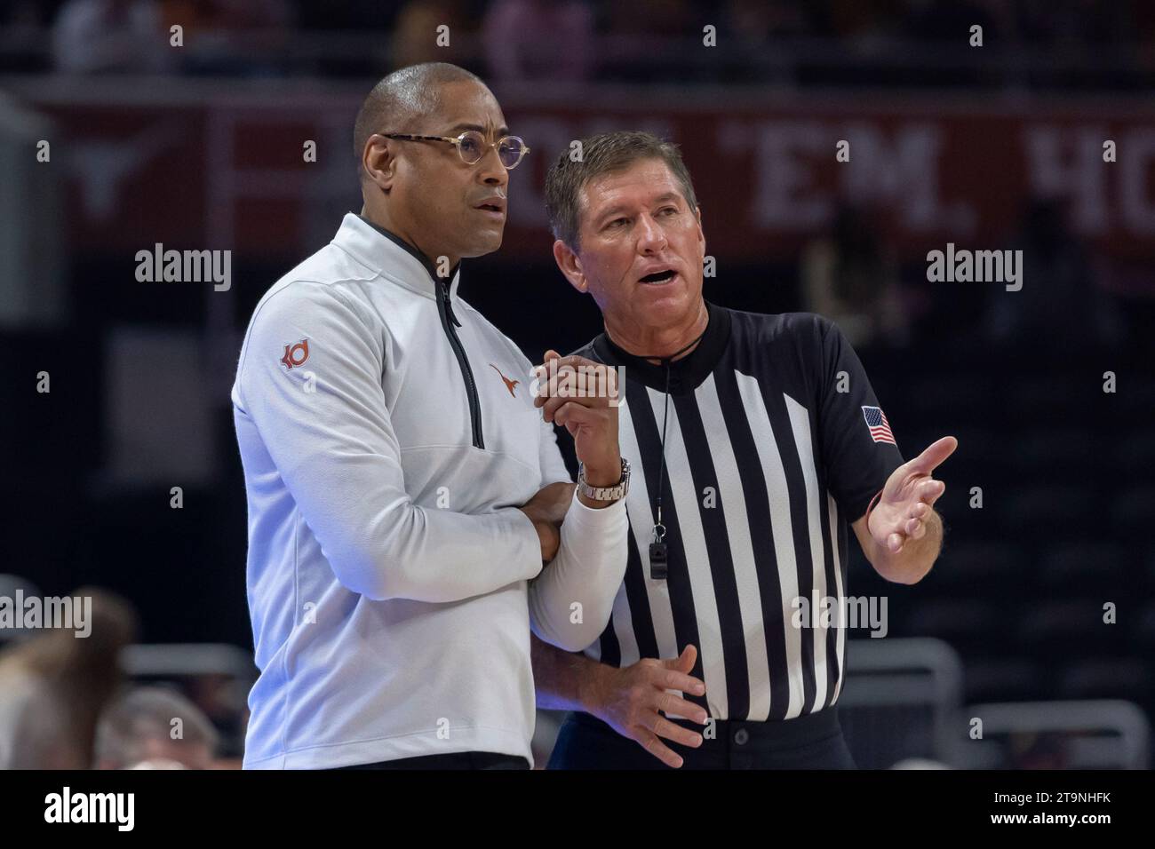 AUSTIN, TX - NOVEMBER 26: Texas Longhorns head coach Rodney Terry talks ...