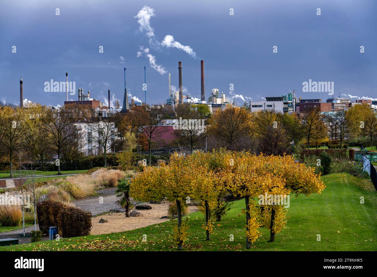Backdrop of Chempark Leverkusen, Bayer Leverkusen, chemical park ...