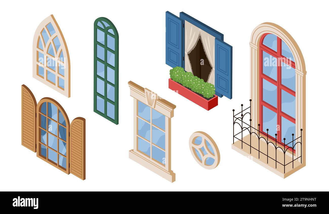 Isometric windows vector set Stock Vector Image & Art - Alamy