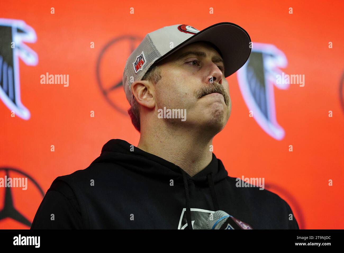 Atlanta Falcons head coach Arthur Smith speaks during a news conference ...