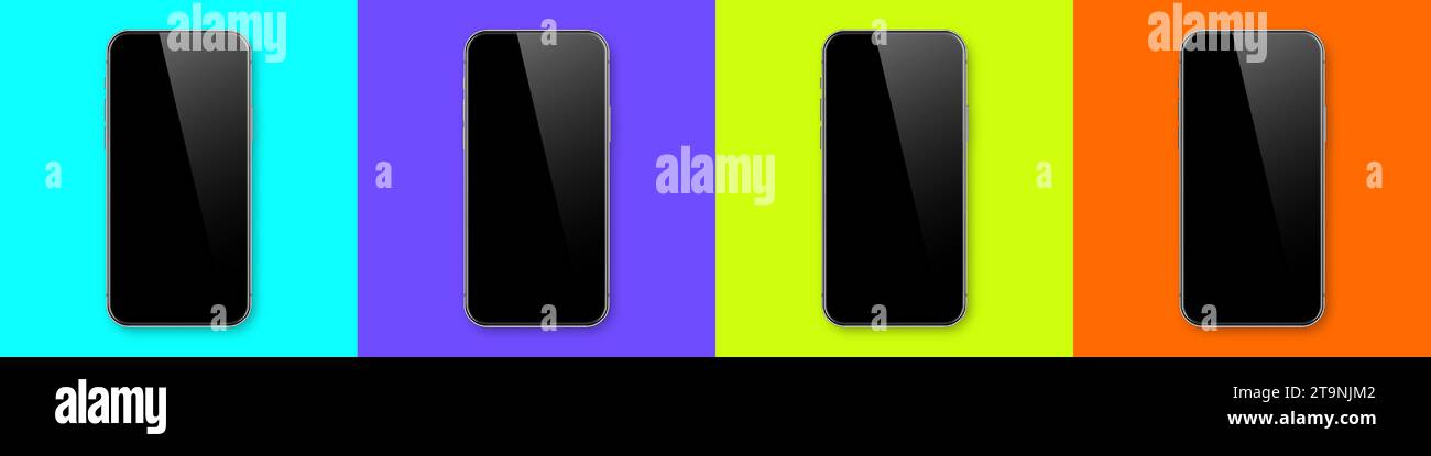 Realistic smartphone with blank touch screen on colorful background ...