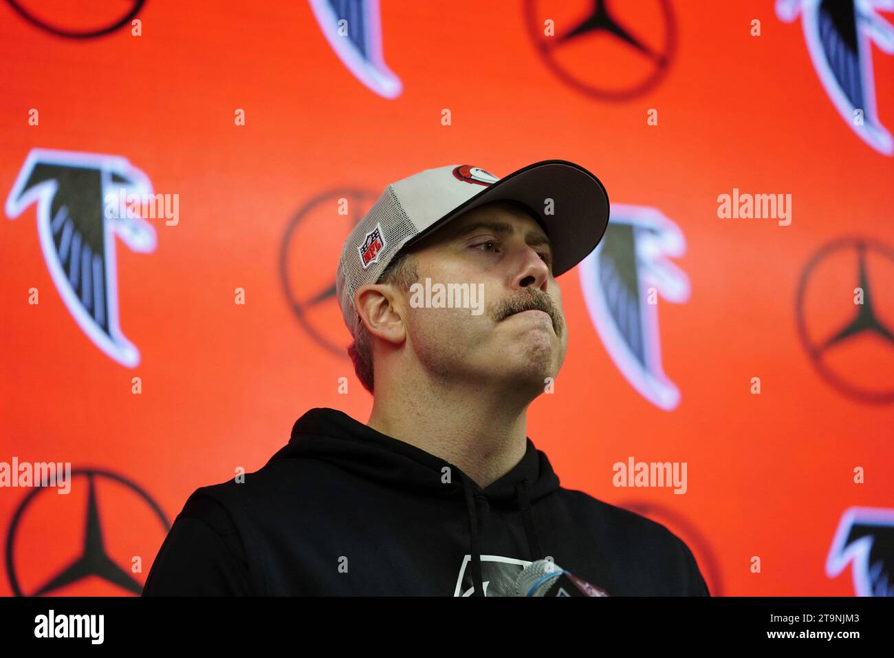 Atlanta Falcons head coach Arthur Smith speaks during a news conference ...