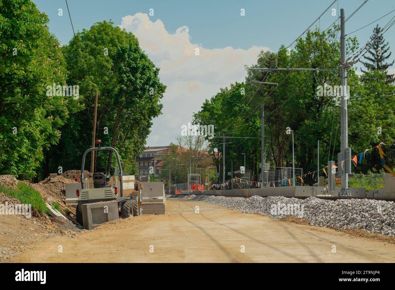 Fresh train track construction, creating lower gravel bed for new and ...