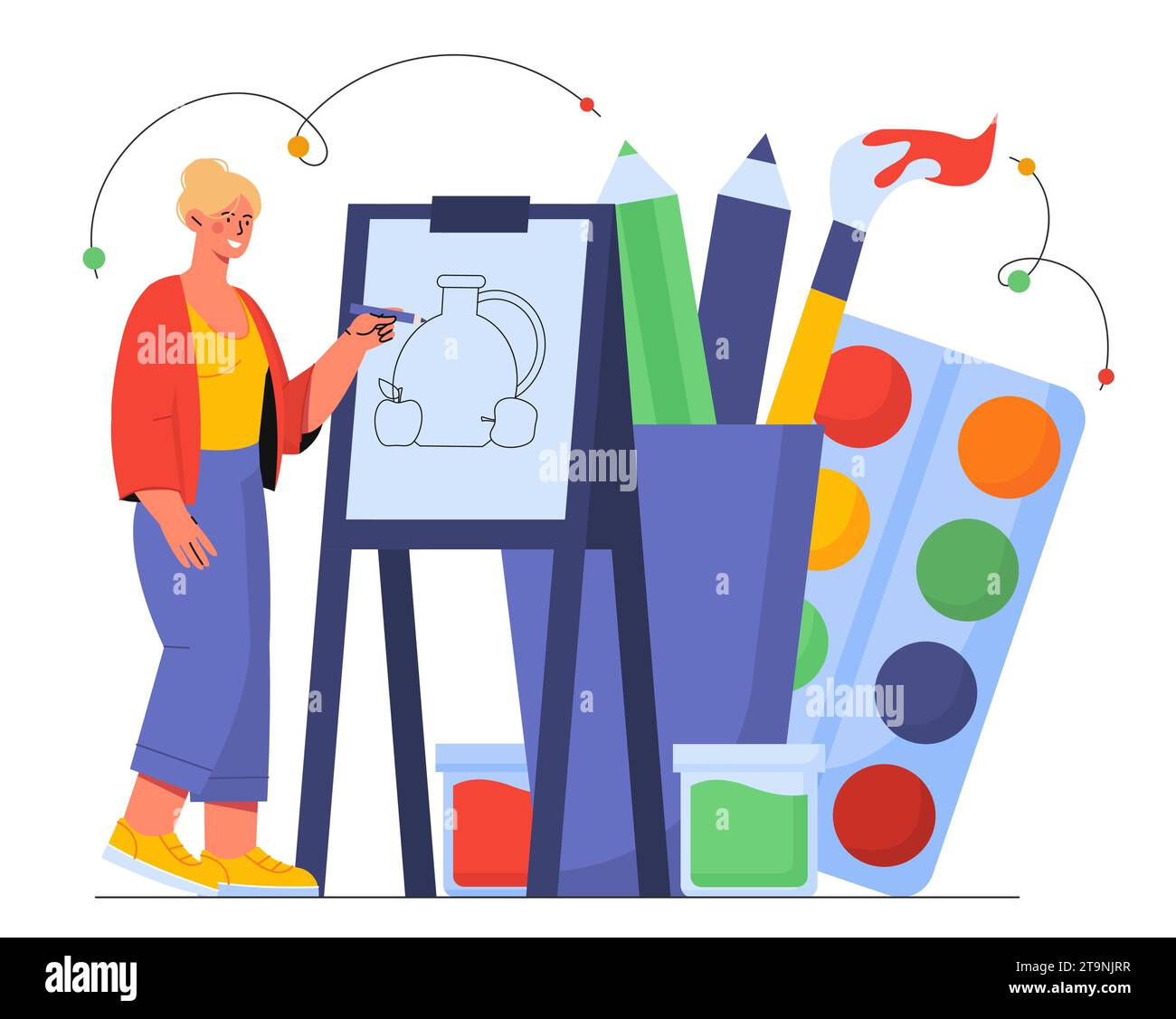 Artist with paintings vector concept Stock Vector Image & Art - Alamy