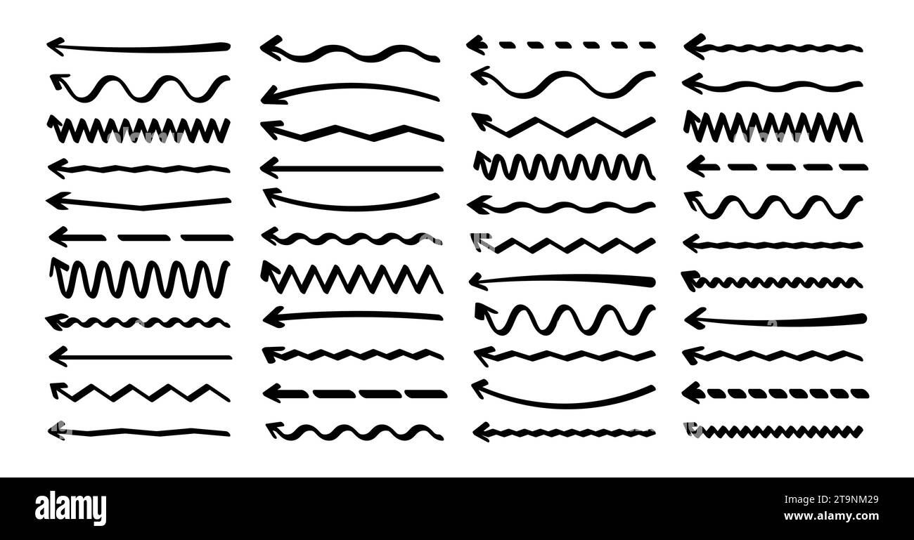 Hand drawn arrows, highlighter lines. Marker stroke, brush pen drawn ...