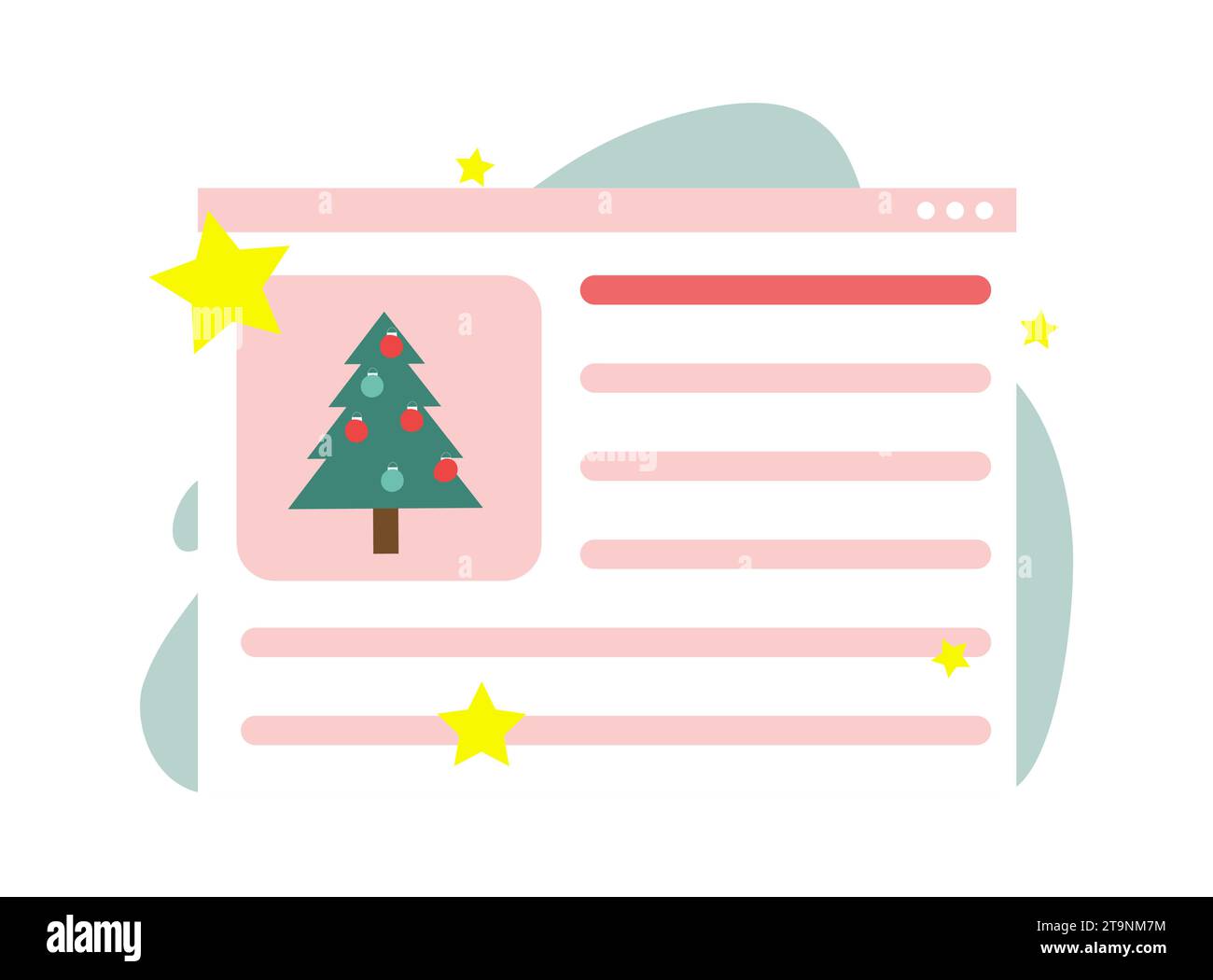 Sale of New Year's gifts and goods. A cartoon browser page with a ...