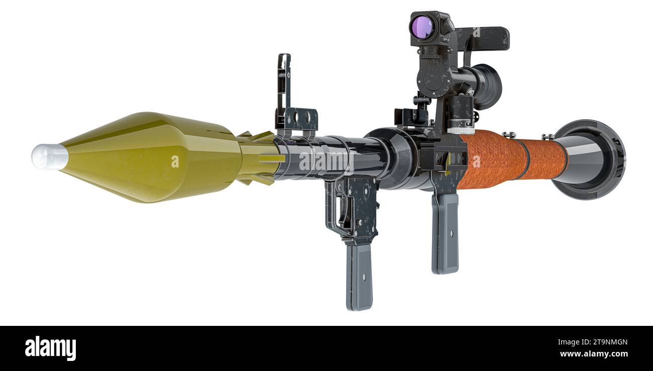 Anti-tank guided missile with rocket, 3D rendering isolated on white ...