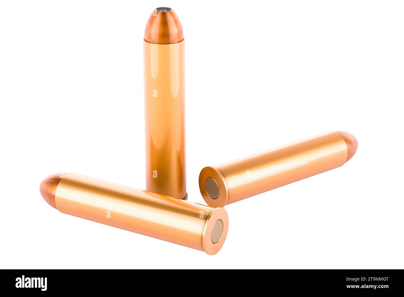 Bullets from revolver, 3D rendering isolated on white background Stock ...