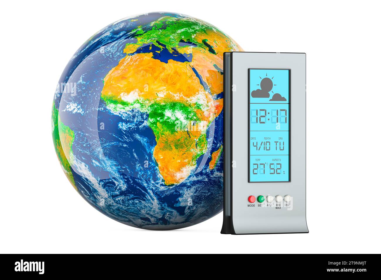 Weather Station with Earth Globe, 3D rendering isolated on white ...