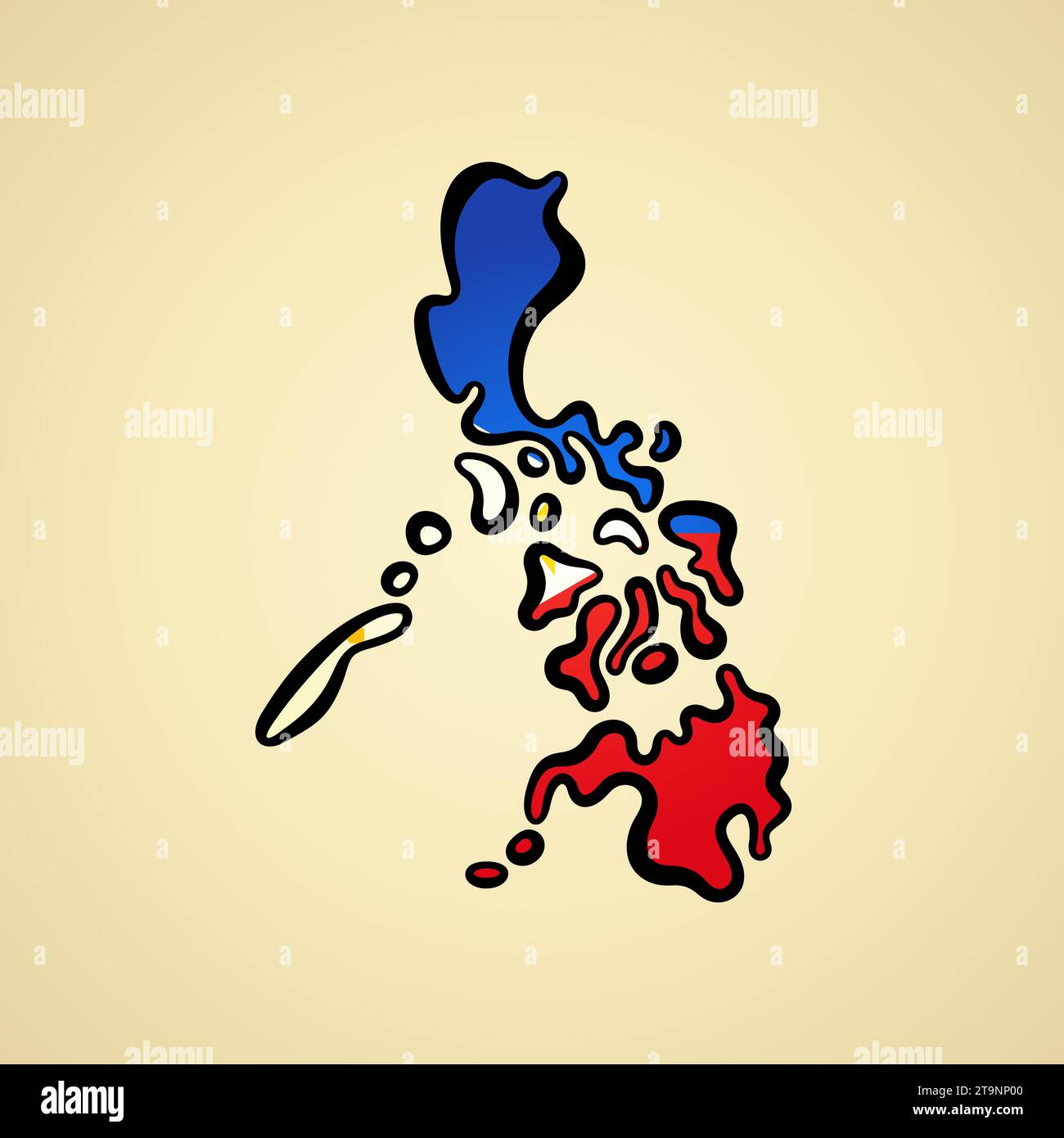 Map of Philippines with flag and black outline Stock Vector Image & Art ...