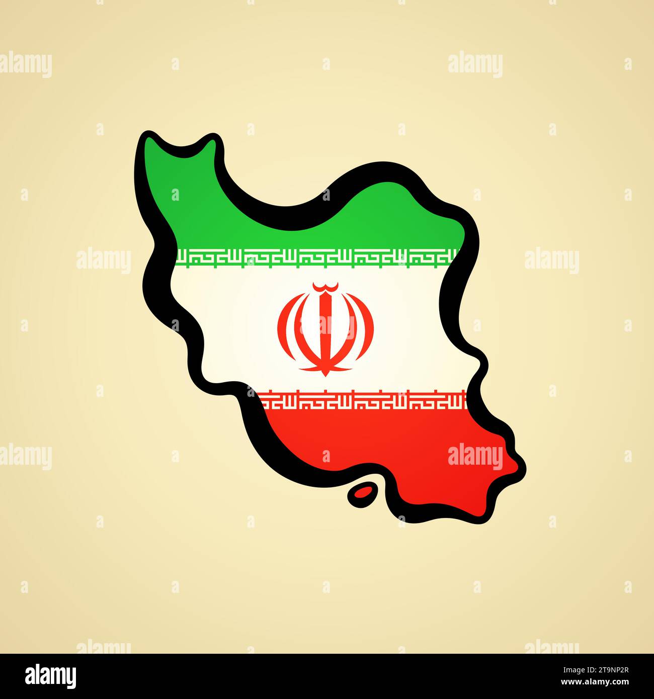 Map of Iran with flag and black outline Stock Vector Image & Art - Alamy