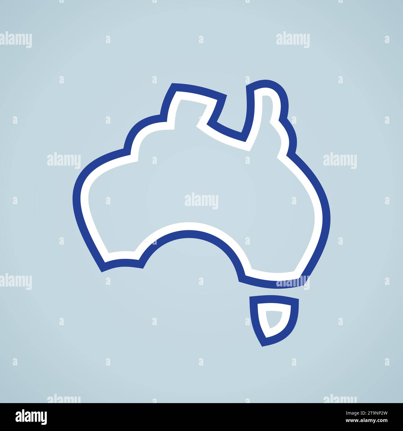 Simplified stylized outline map of Australia, colors from the flag ...