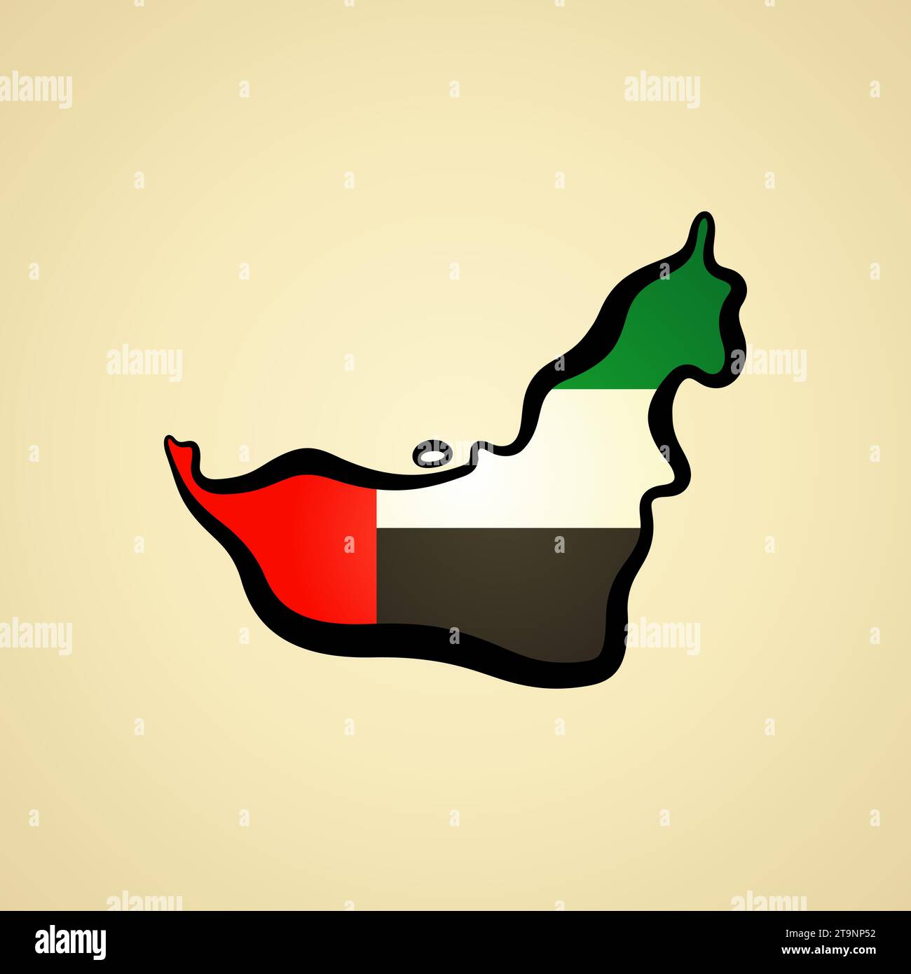 Map of United Arab Emirates with flag and black outline Stock Vector ...