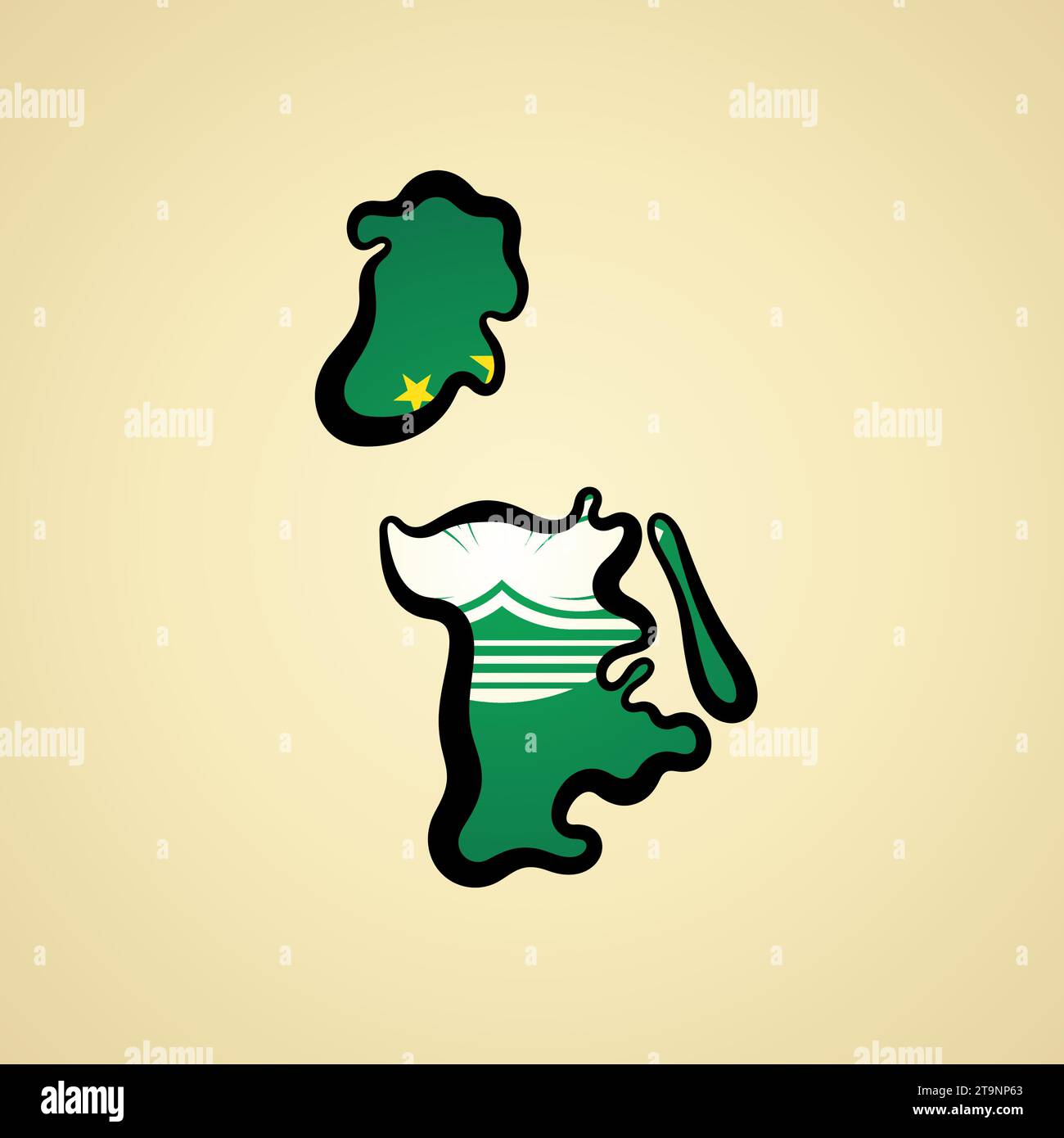 Map of Macau with flag and black outline Stock Vector Image & Art - Alamy