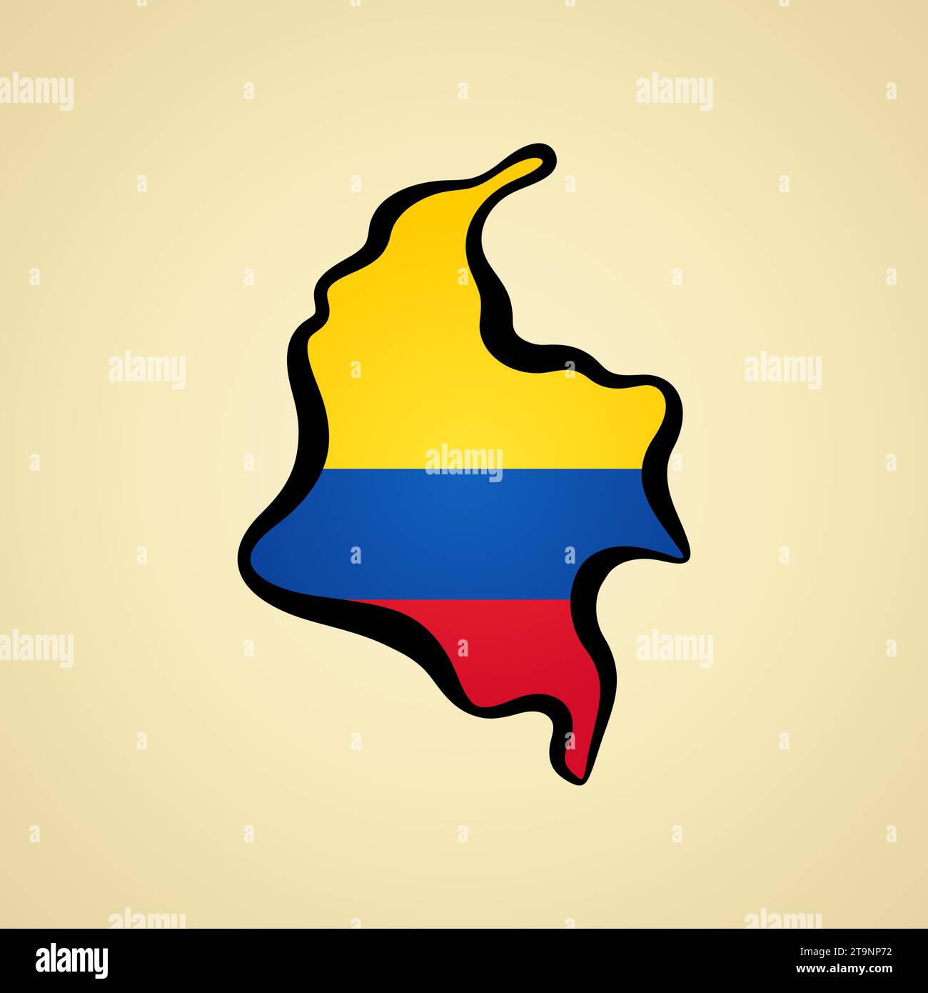 Map of Colombia with flag and black outline Stock Vector Image & Art ...