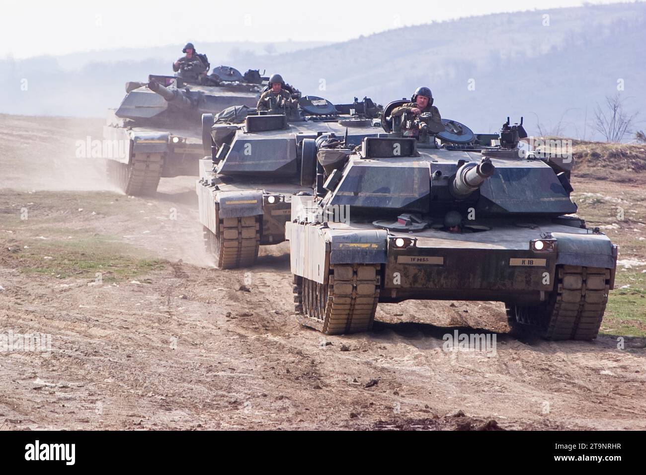 M1 Abrams Tank live fire shooting during training at the fire range ...