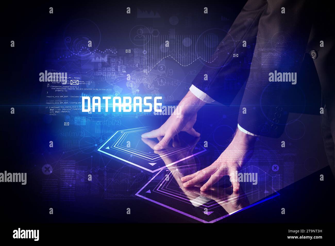 Hand touching digital table concept concept Stock Photo - Alamy