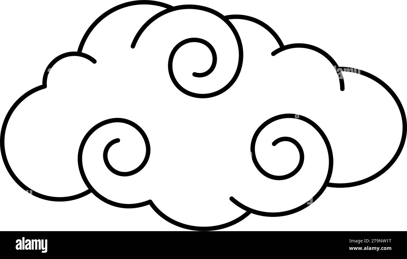 Black and White Swirl Cloud. Illustration for Decorating Sky, Weather ...