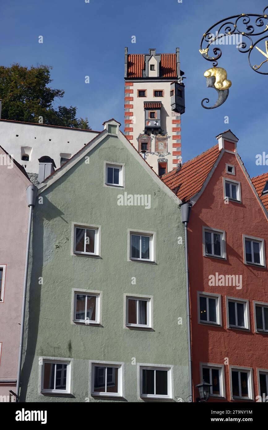 historische Altstadt Füssen - im Hintergrund der Torturm am Hohen ...