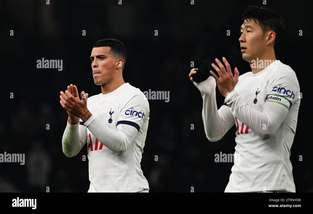 London, UK. 26th Nov, 2023. Pedro Porro of Tottenham Hotspur (l) and ...