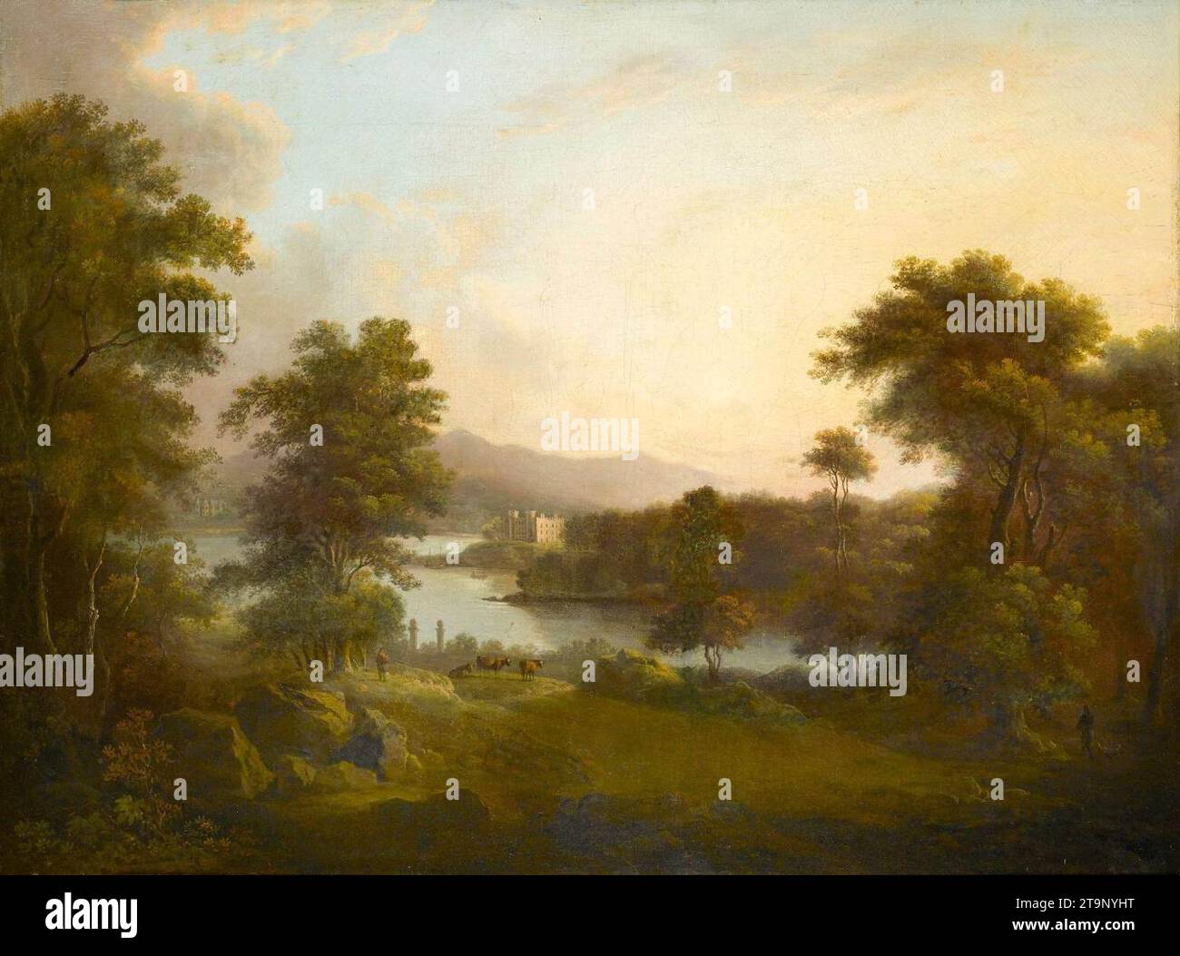 View of a Lochside Castle - by Alexander Nasmyth Stock Photo - Alamy