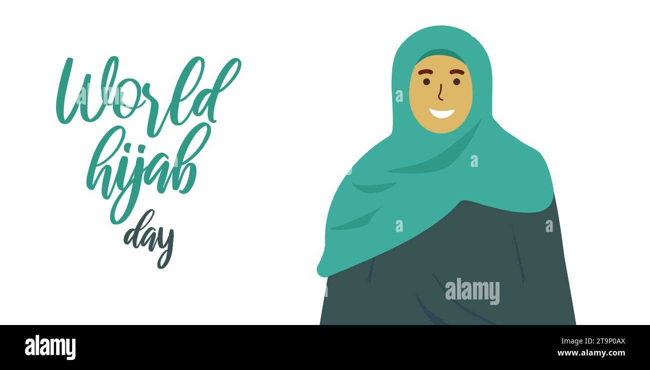 World Hijab Day February 1 popular holiday. Banner template, web design ...