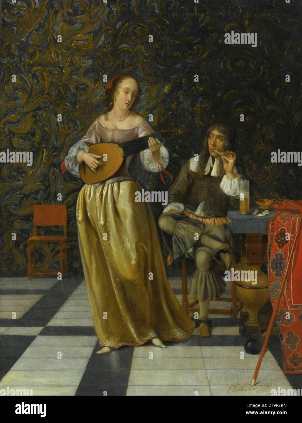 Lady Playing a Lute c. 1660 by Eglon Van Der Neer Stock Photo - Alamy