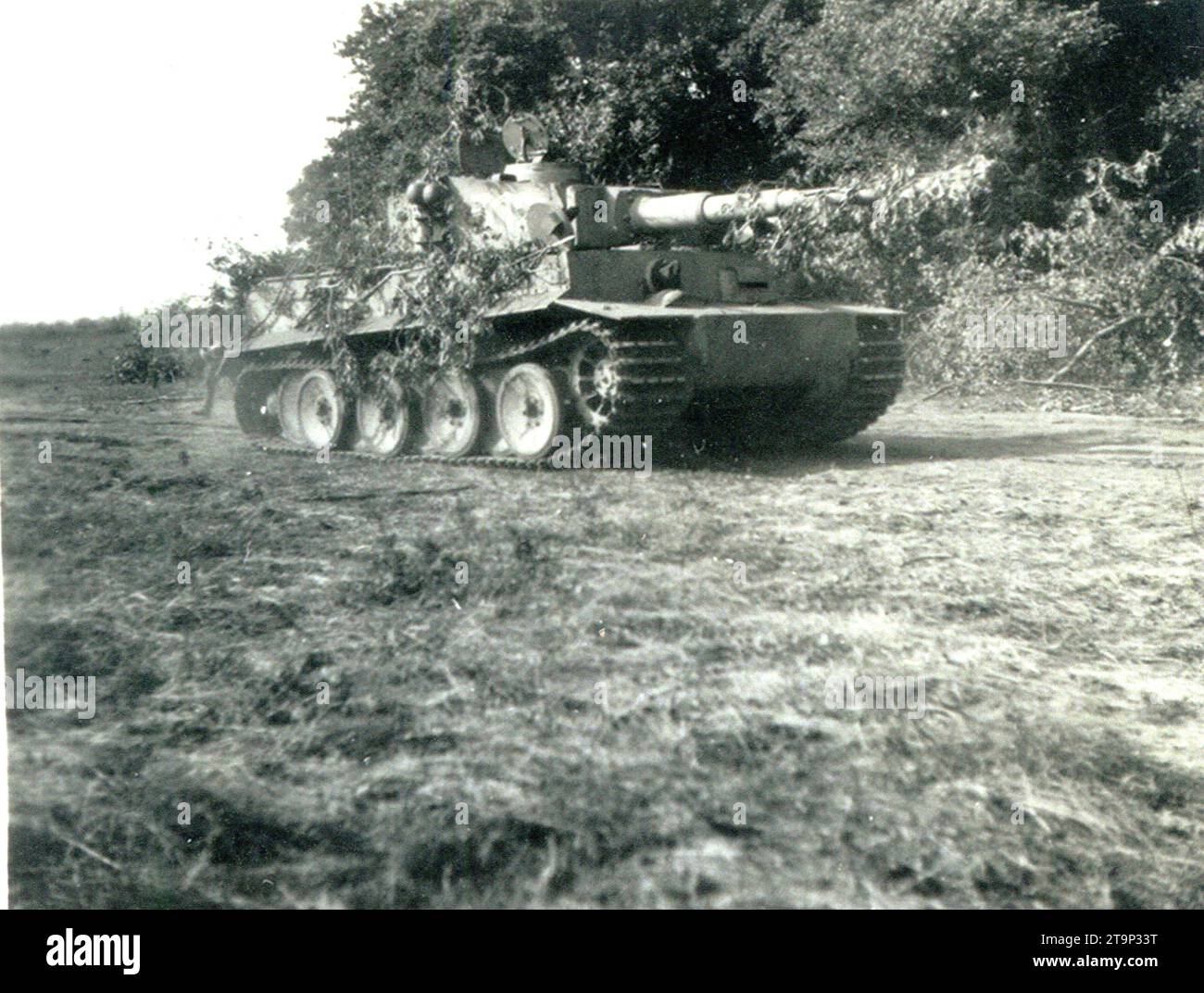 World War Two B&W Photo. A Camouflaged German Tiger Tank advances in ...