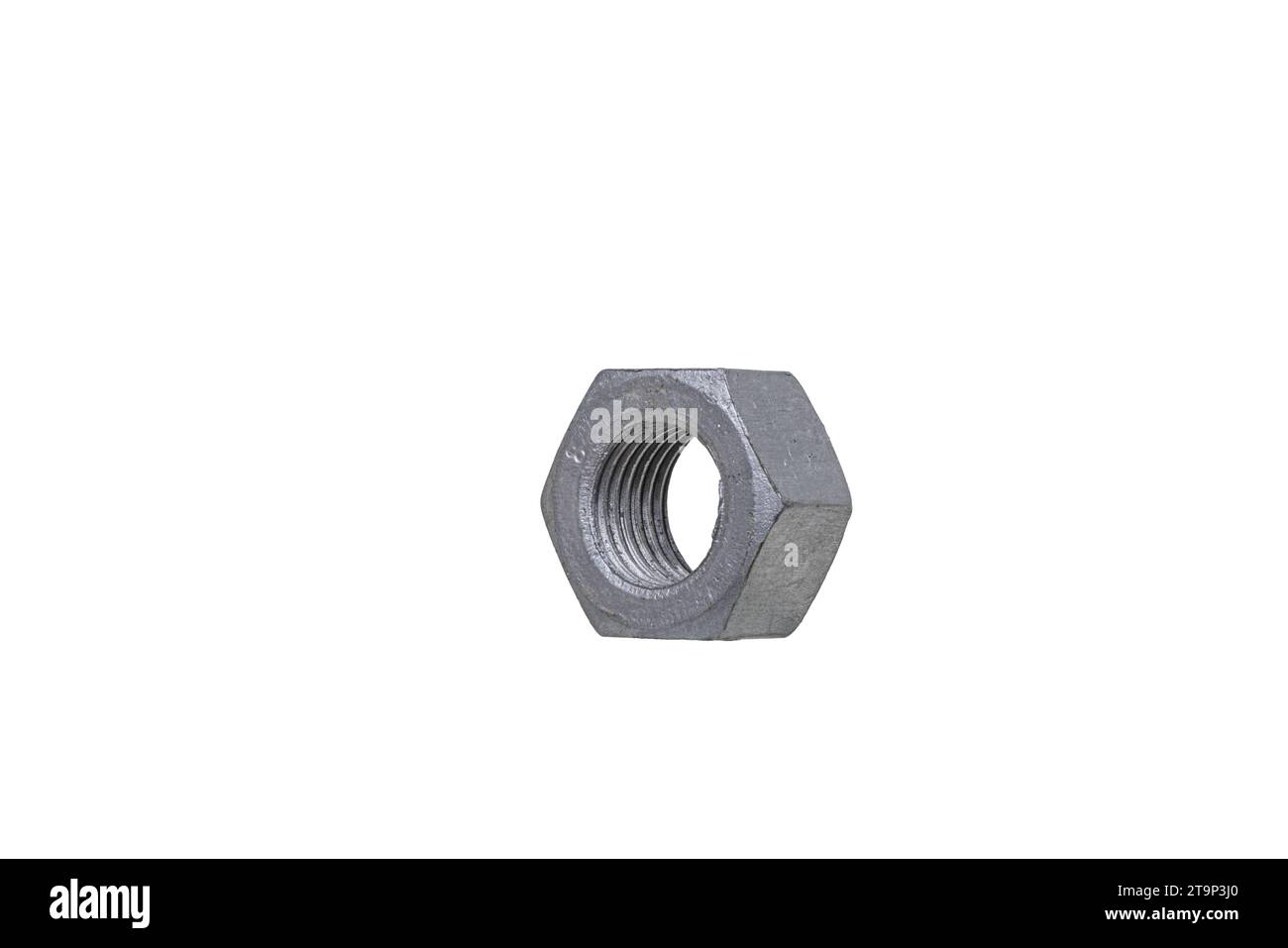 Macro shot metal nut isolated on white background. Chromed screw nut ...