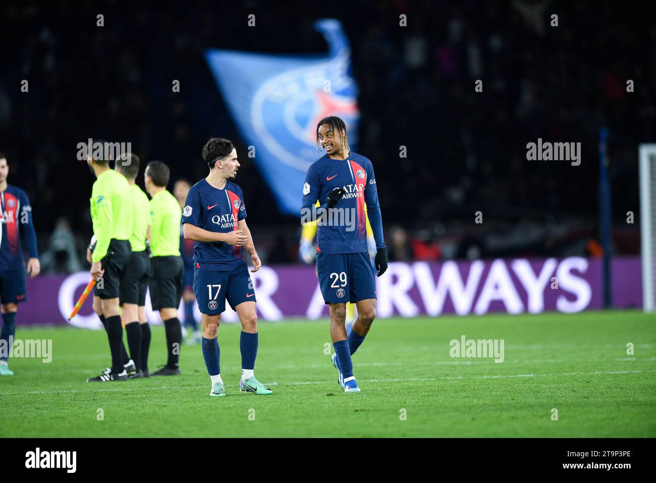 Vitinha and Bradley Barcola during the Ligue 1 football (soccer) match ...