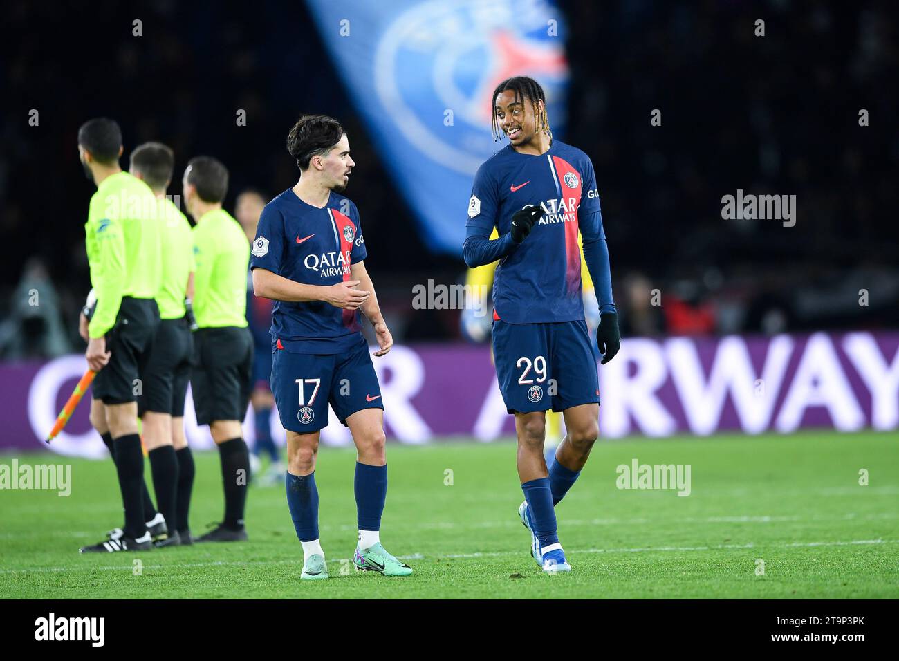Vitinha and Bradley Barcola during the Ligue 1 football (soccer) match ...