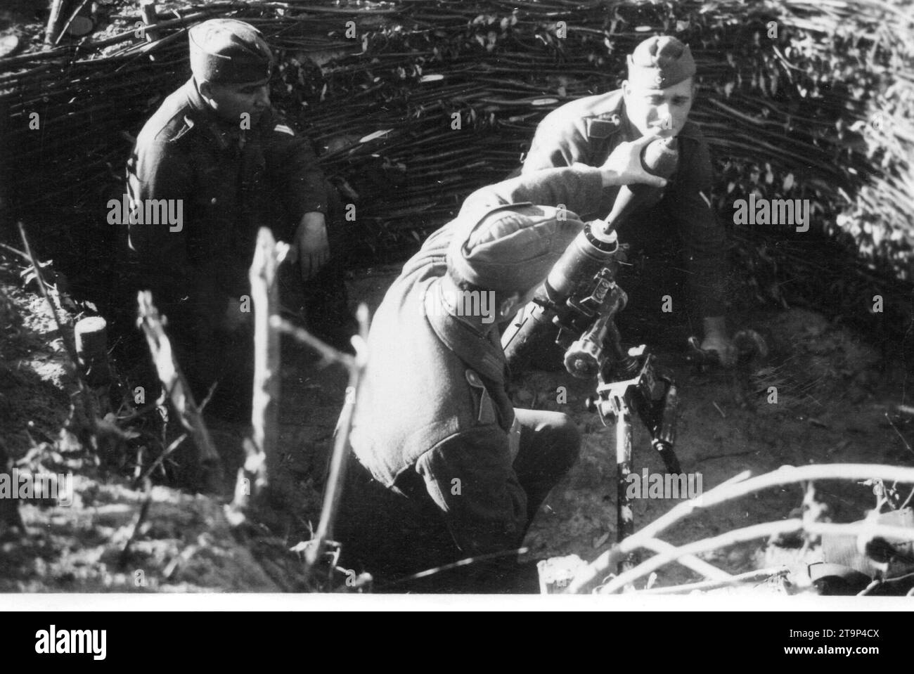 World War Two B&W photo German Troops load a Mortar in France 1940 ...