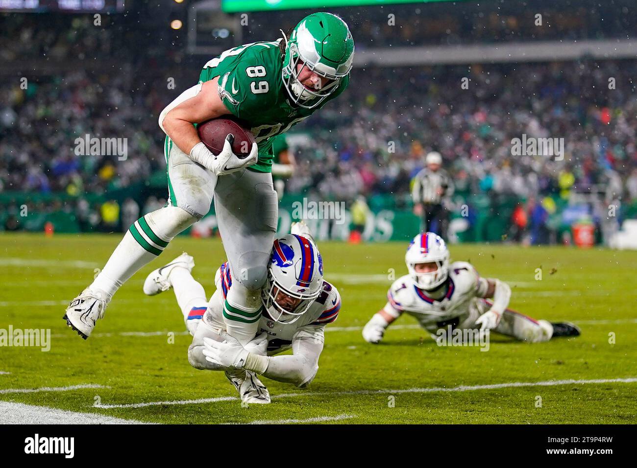 Philadelphia Eagles tight end Jack Stoll is tackled by Buffalo Bills ...