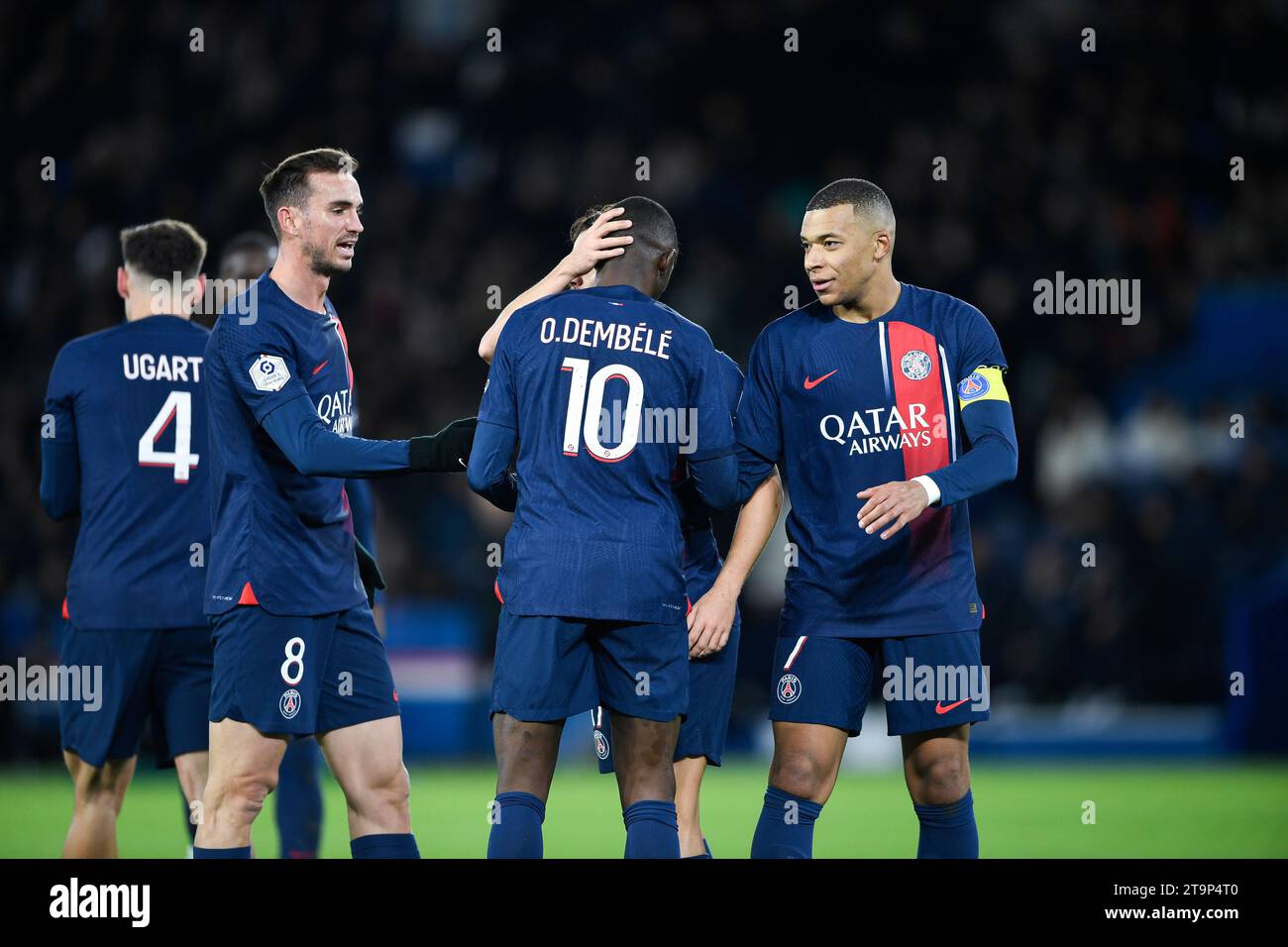 Fabian Ruiz Vitinha Kylian Mbappe and Ousmane Dembele during the Ligue 1 football (soccer) match ...