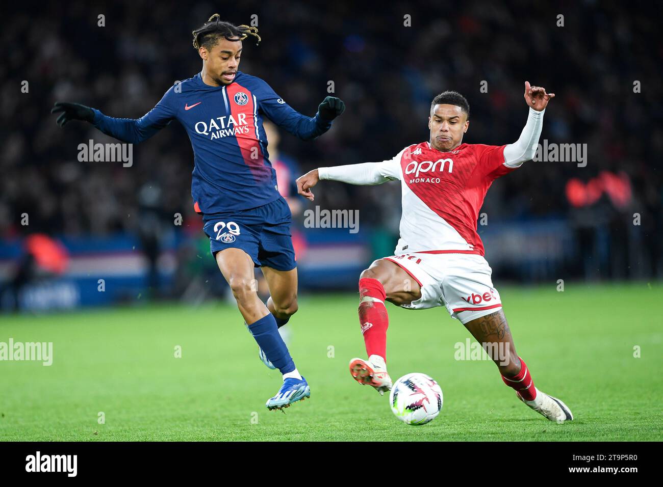 Bradley Barcola and Ismail Jakobs during the Ligue 1 football (soccer ...