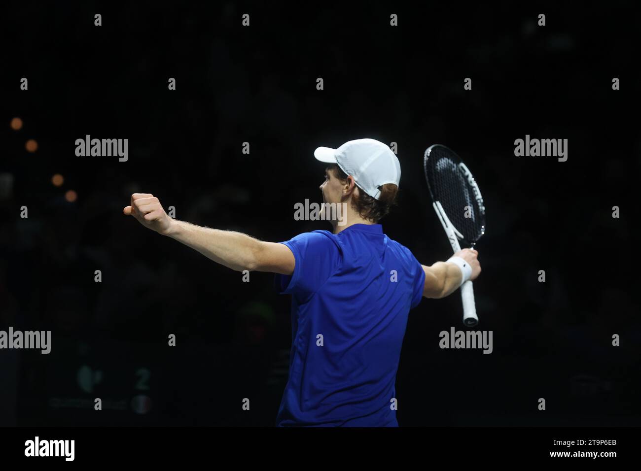 November 26, 2023: November 26, 2023 (Malaga) Jannik Sinner shouts 'forza' Italy and raises the ...