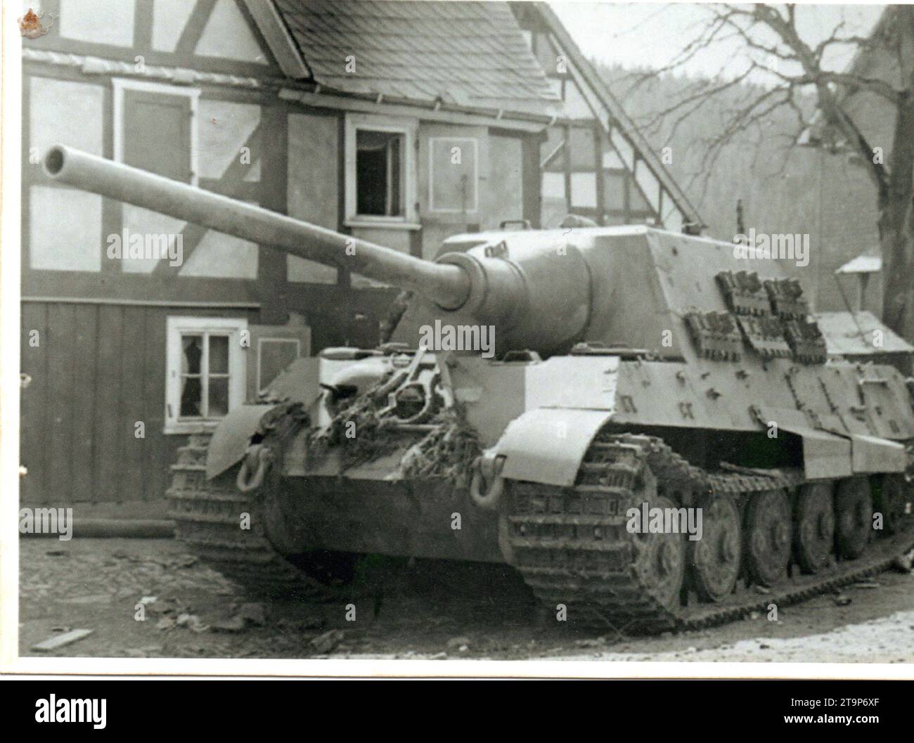 World War Two B&W Photo an abandoned German Jagdtiger Tank in German ...