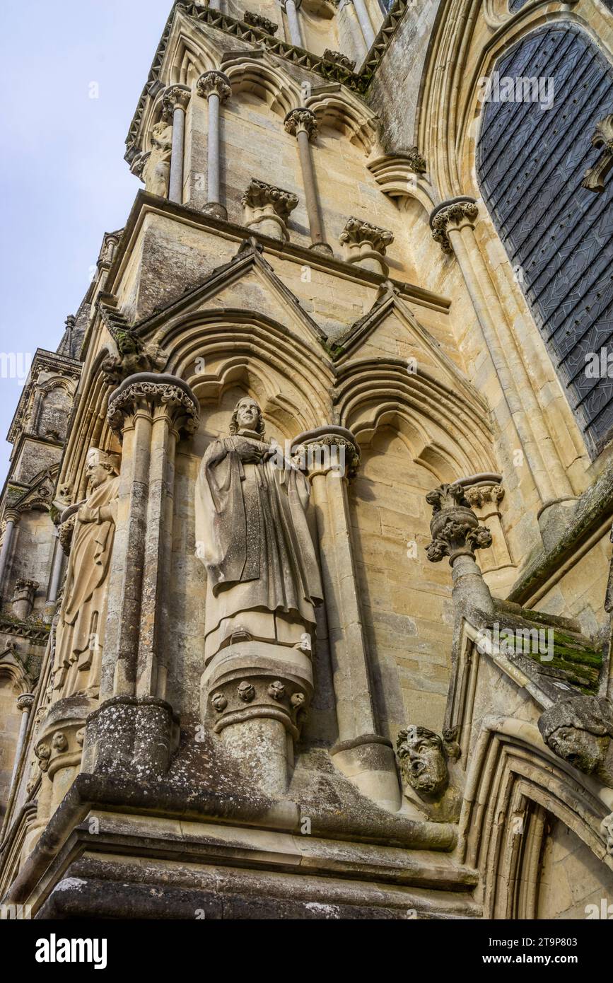 Sculptures, statues and stone works on the west side of the Salisbury ...