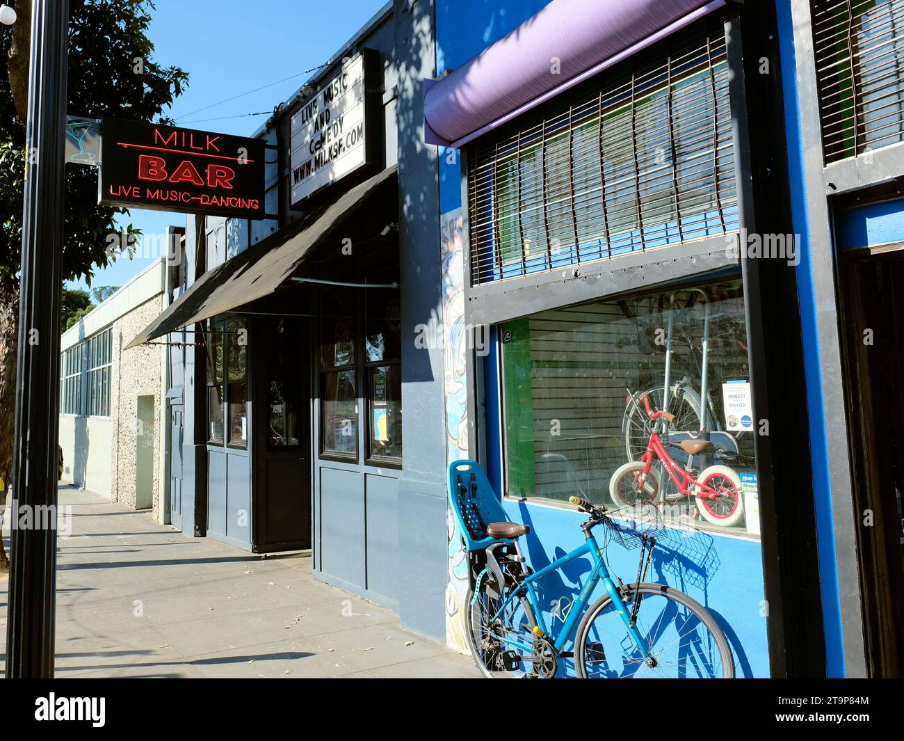 Neon sign at the Milk Bar on Haight Street in the Haight District in ...