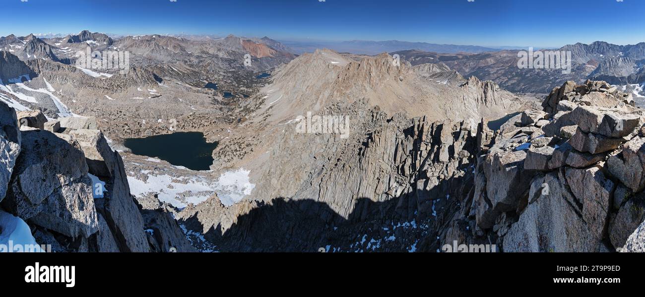 panorama of the Sierra Nevada Mountains from Mount Thompson in the John ...