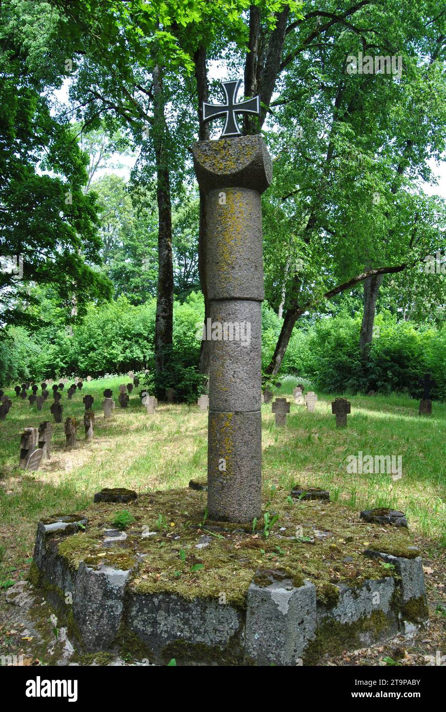 German Iron Cross monument in a World War I cemetery in Sece, Latvia ...